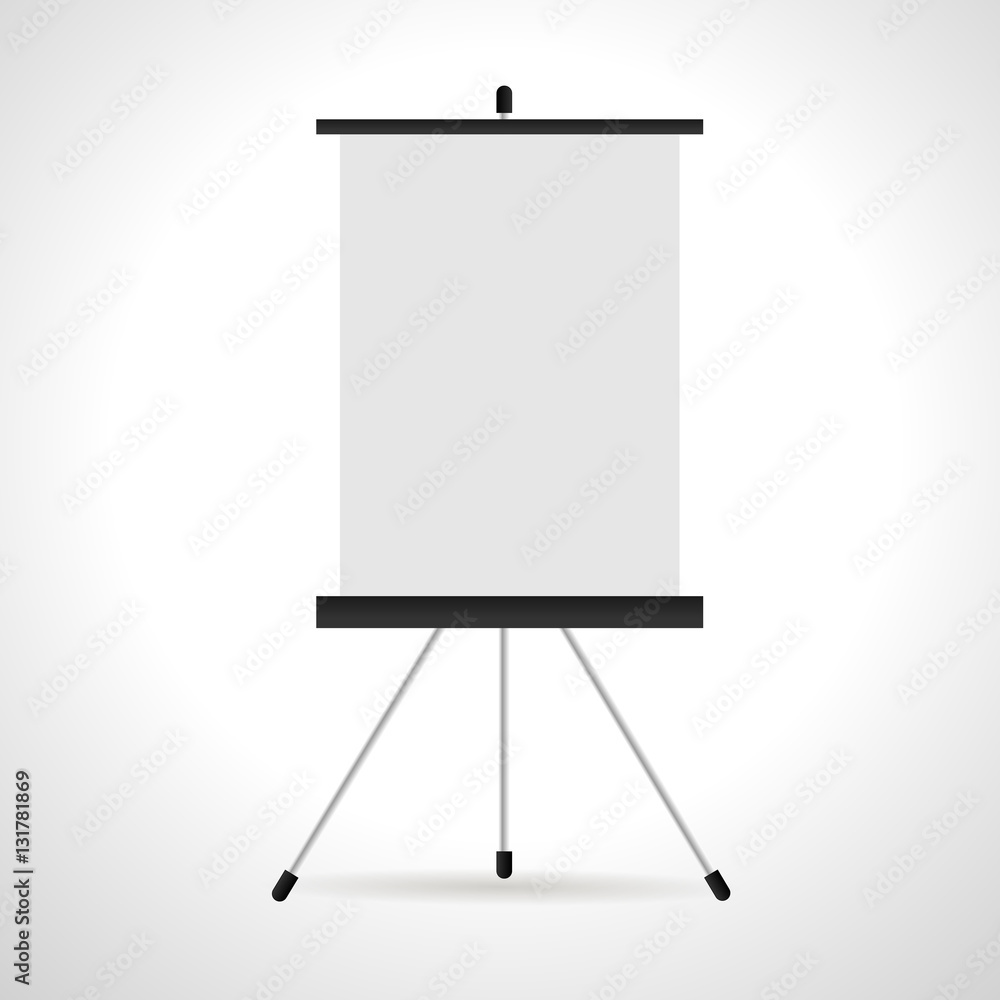 Blank flip chart isolated on white background. Blank paper and ...