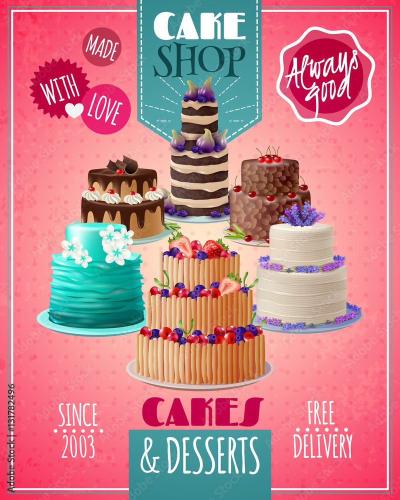 Baked Cakes Poster Stock Vector | Adobe Stock