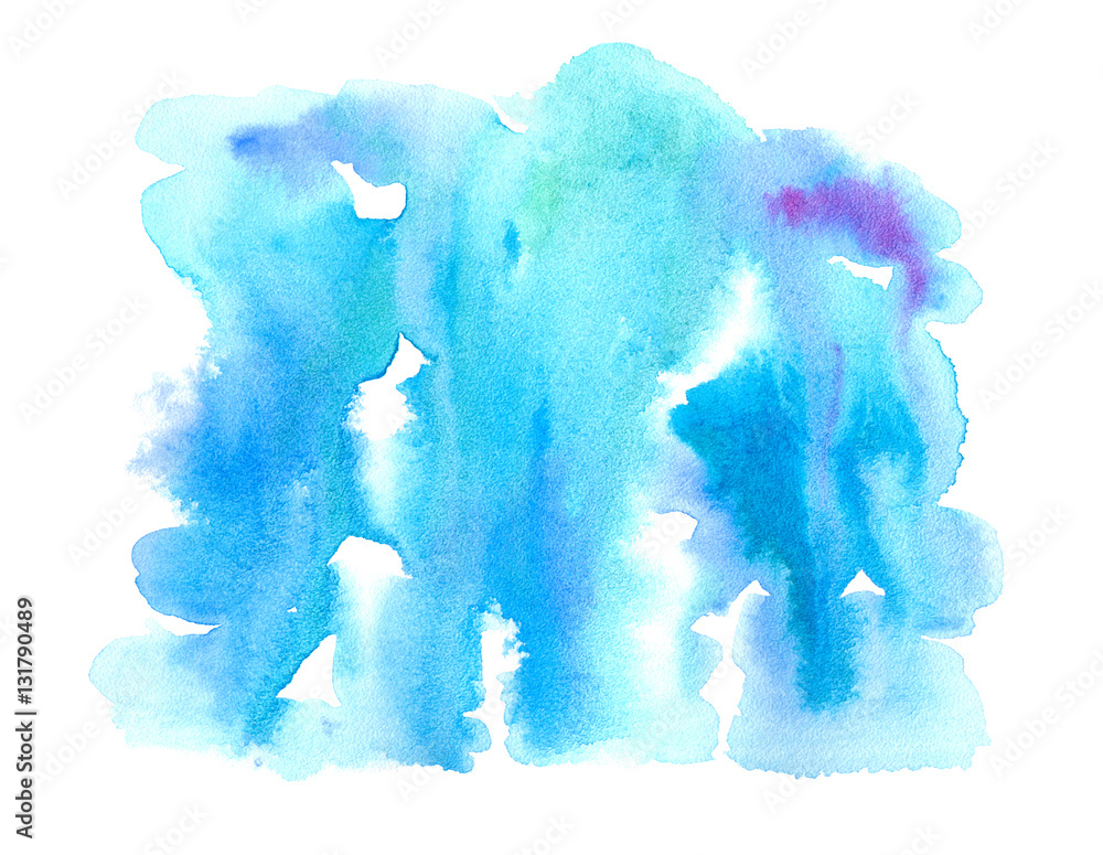 Blue watery illustration.Abstract watercolor hand drawn image.Azure ...