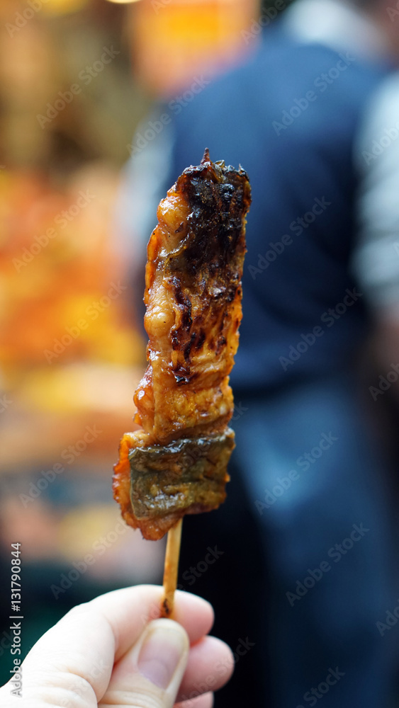 Unagi, Japanese roasted fresh water eel with brown sauce on skre Stock ...