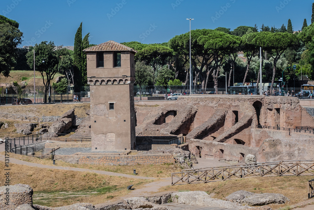 Circus Maximus - ancient Roman chariot racing stadium. Rome. Stock ...