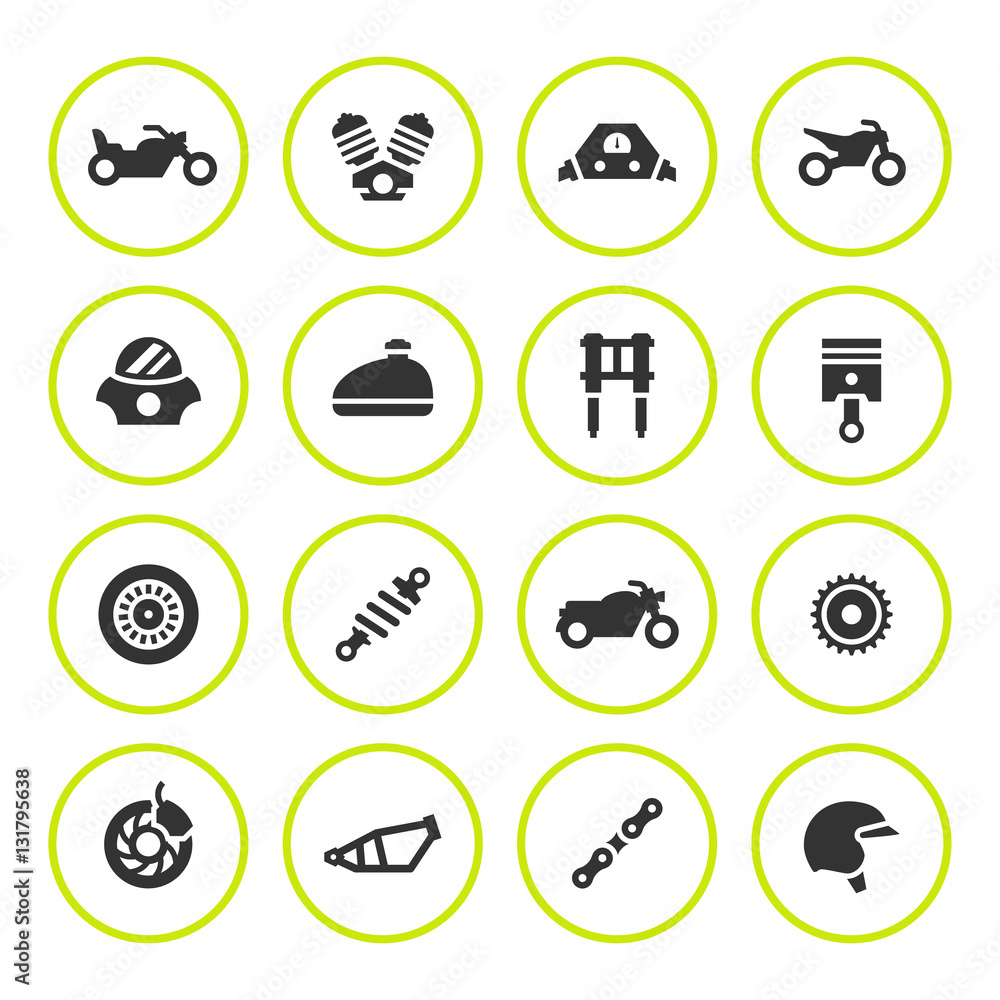 Set round icons of motorcycle Stock Vector | Adobe Stock