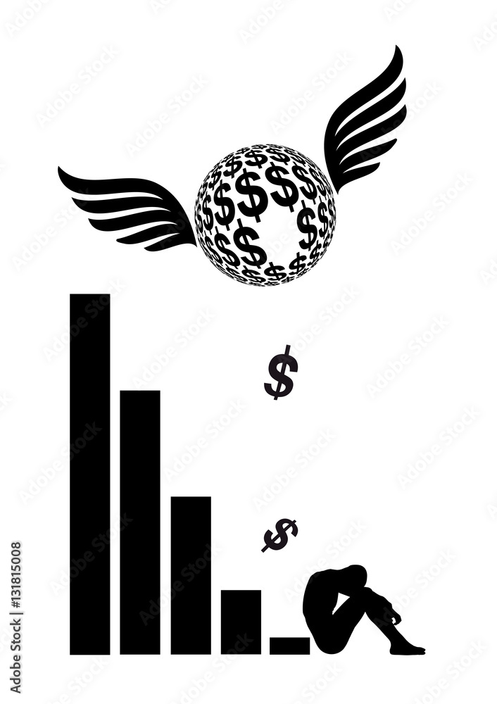 Money Flies away. Financial business metaphor of a person who is gone ...