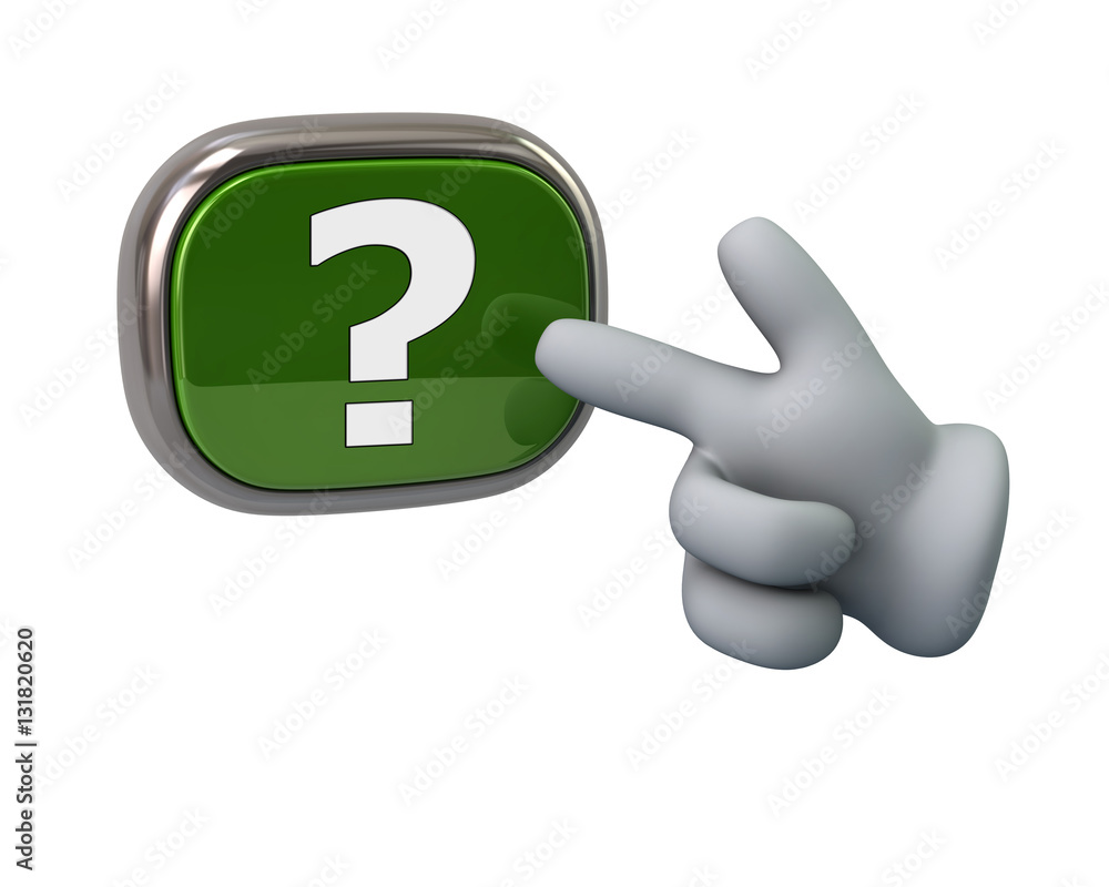 Hand pressing green button with question mark Stock Illustration ...