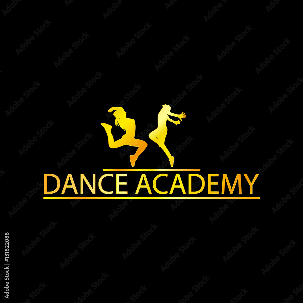 Luxury Golden Dance Academy Logo Silhouette, EPS8, Vector, Illustration ...