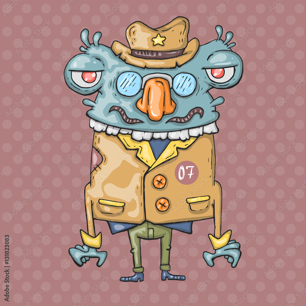 cartoon monster in a coat Stock Vector | Adobe Stock