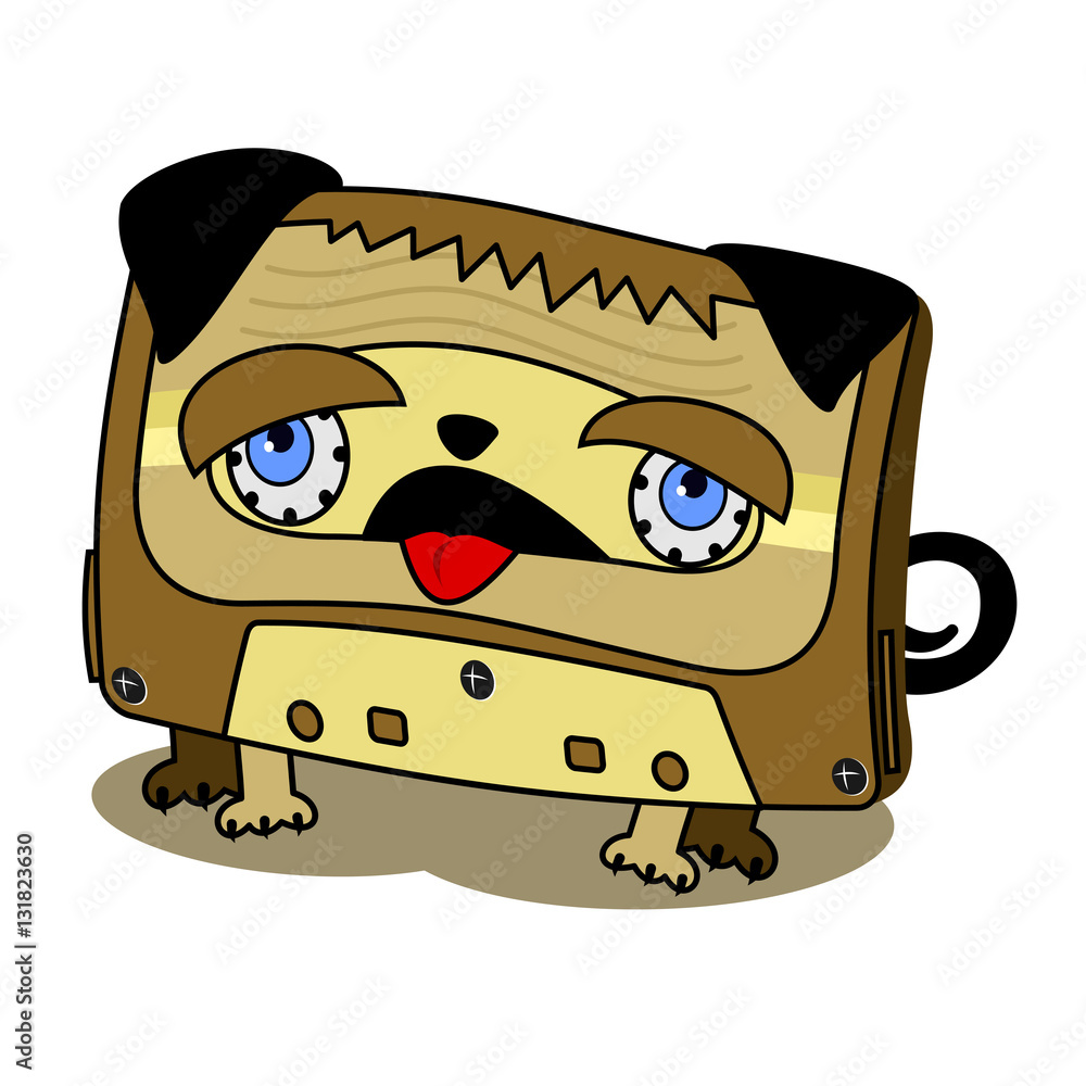 Vector illustration compact tape cassettes. Cartoon character. Pop ...