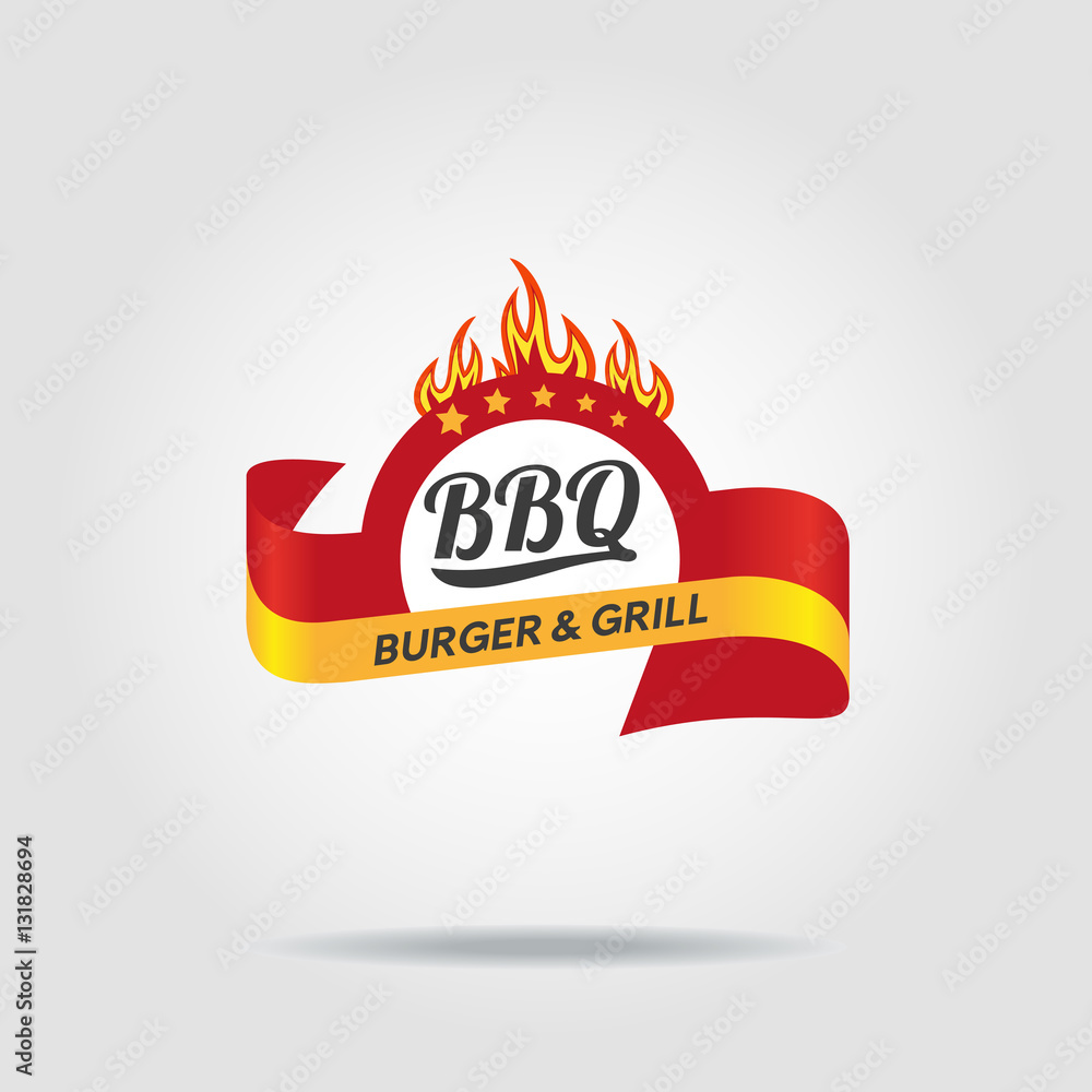 BBQ badge icon isolated concept. Freehand drawn logo sign template ...
