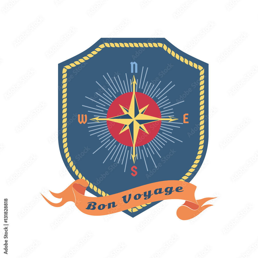 Travel nautical icon have nice trip - French letters Bon Voyage ...