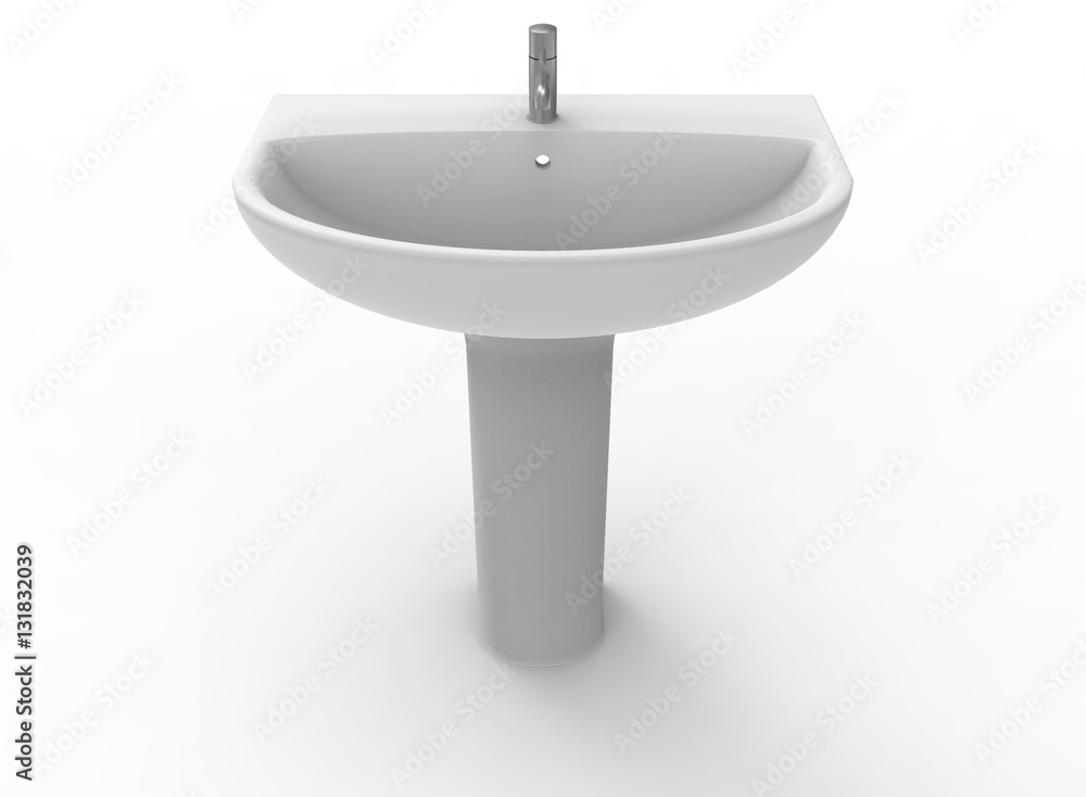 3d illustration of modern wash basin. white background isolated. icon ...