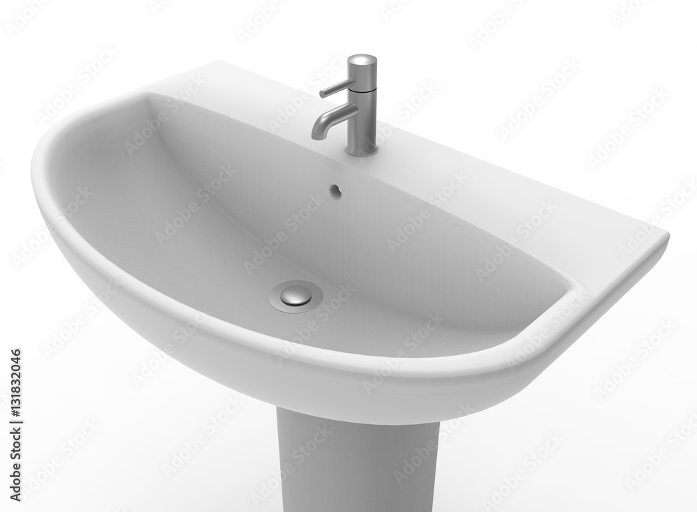 3d illustration of modern wash basin. white background isolated. icon ...