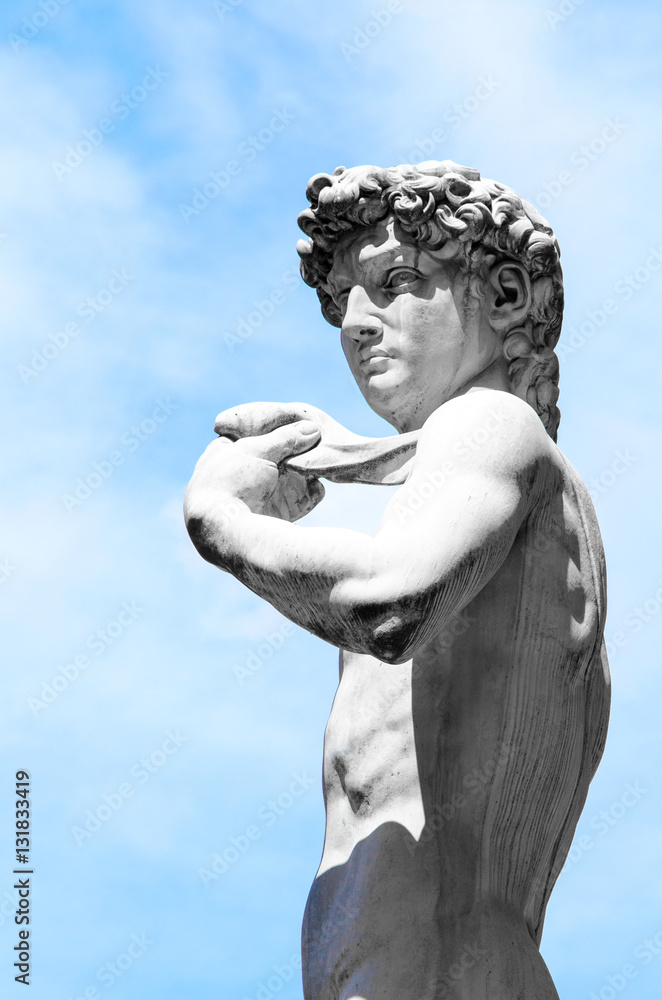 Detailed left side view of Statue of David, replica of renaissance ...