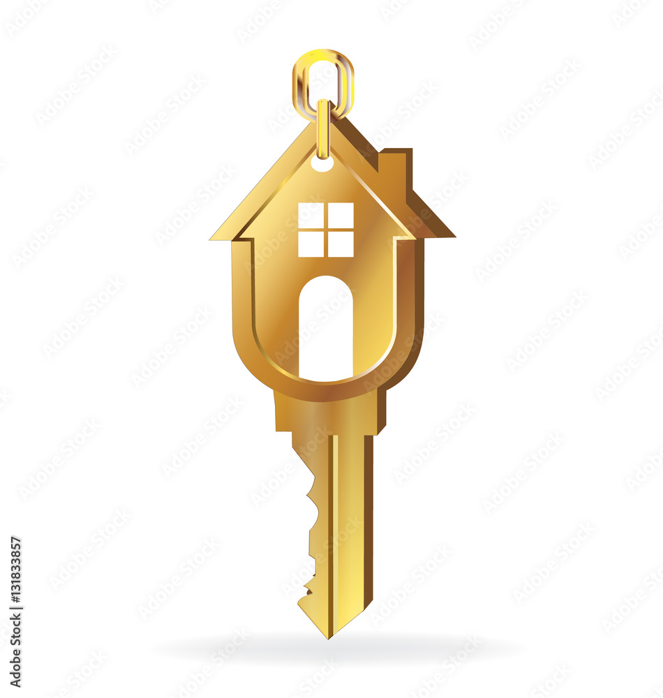 House key gold real estate logo Stock Vector | Adobe Stock