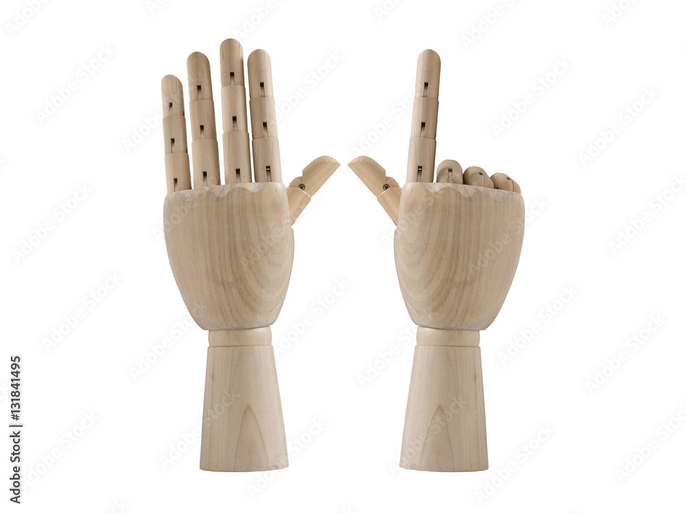 Seven sign wood hand model Stock Photo | Adobe Stock