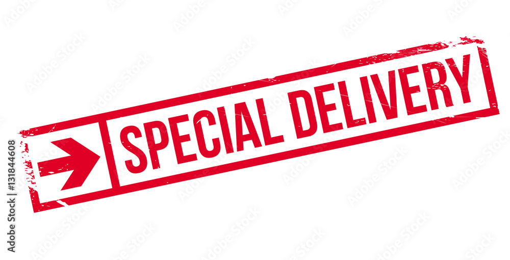 Special delivery stamp. Grunge design with dust scratches. Effects can ...