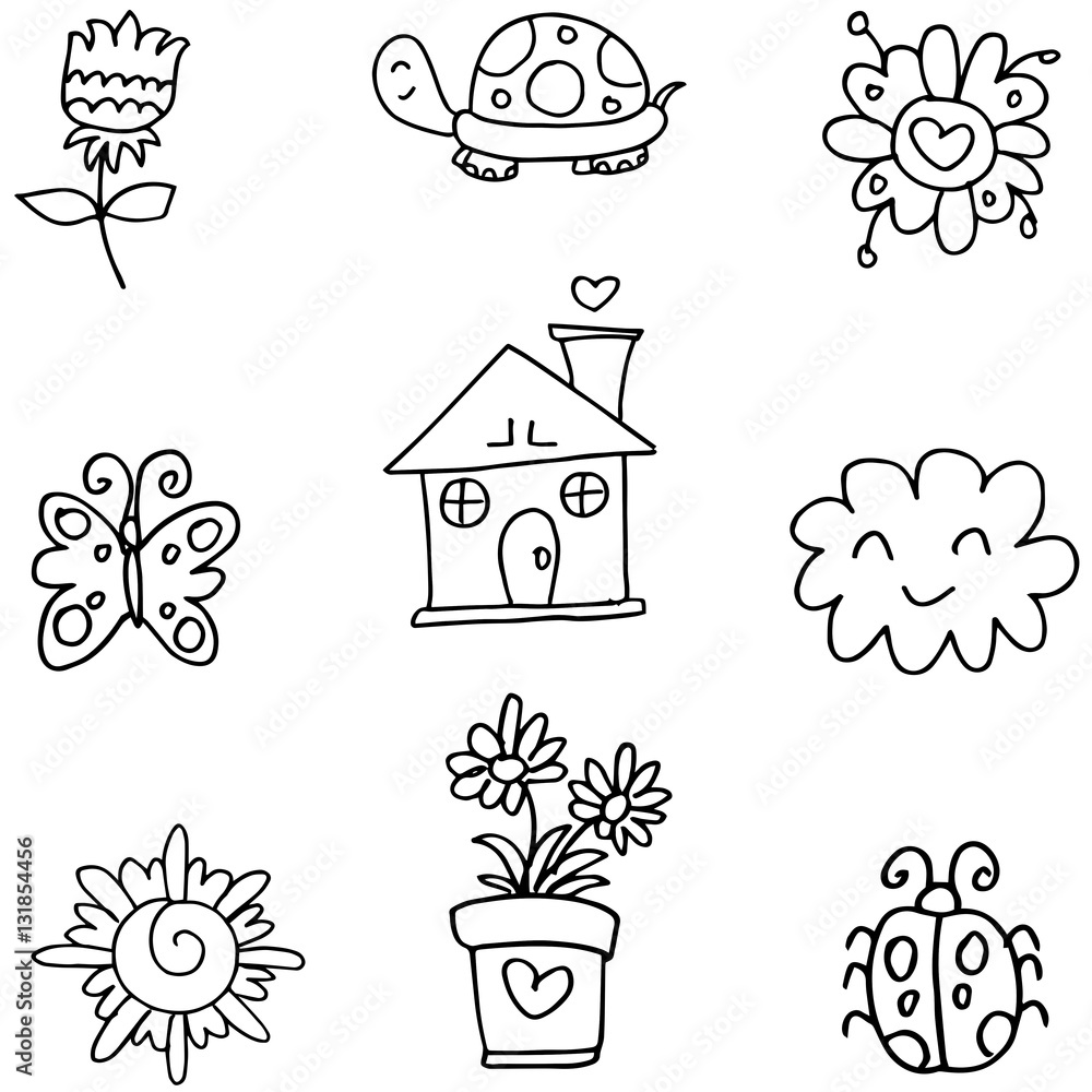 Vector art spring of doodles Stock Vector | Adobe Stock