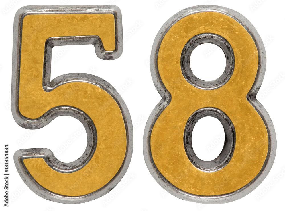 Metal numeral 58, fifty-eight, isolated on white background Stock ...