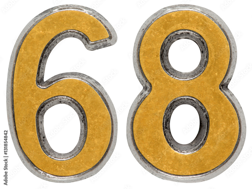 Metal numeral 68, sixty-eight, isolated on white background Stock ...