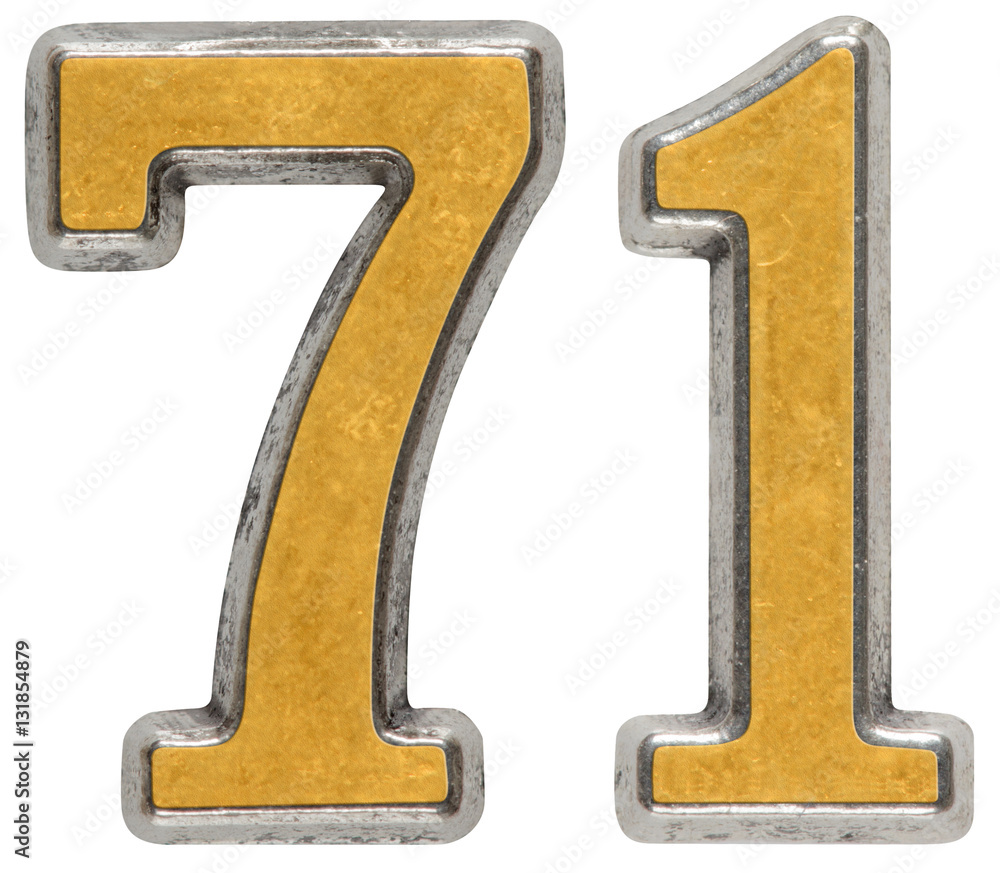 Metal numeral 71, seventy-one, isolated on white background Stock ...