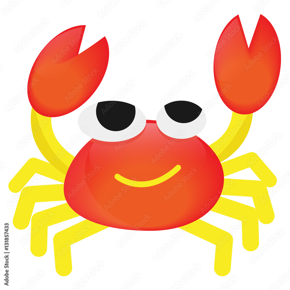 Vector Cartoon orange Crab funny Stock Vector | Adobe Stock