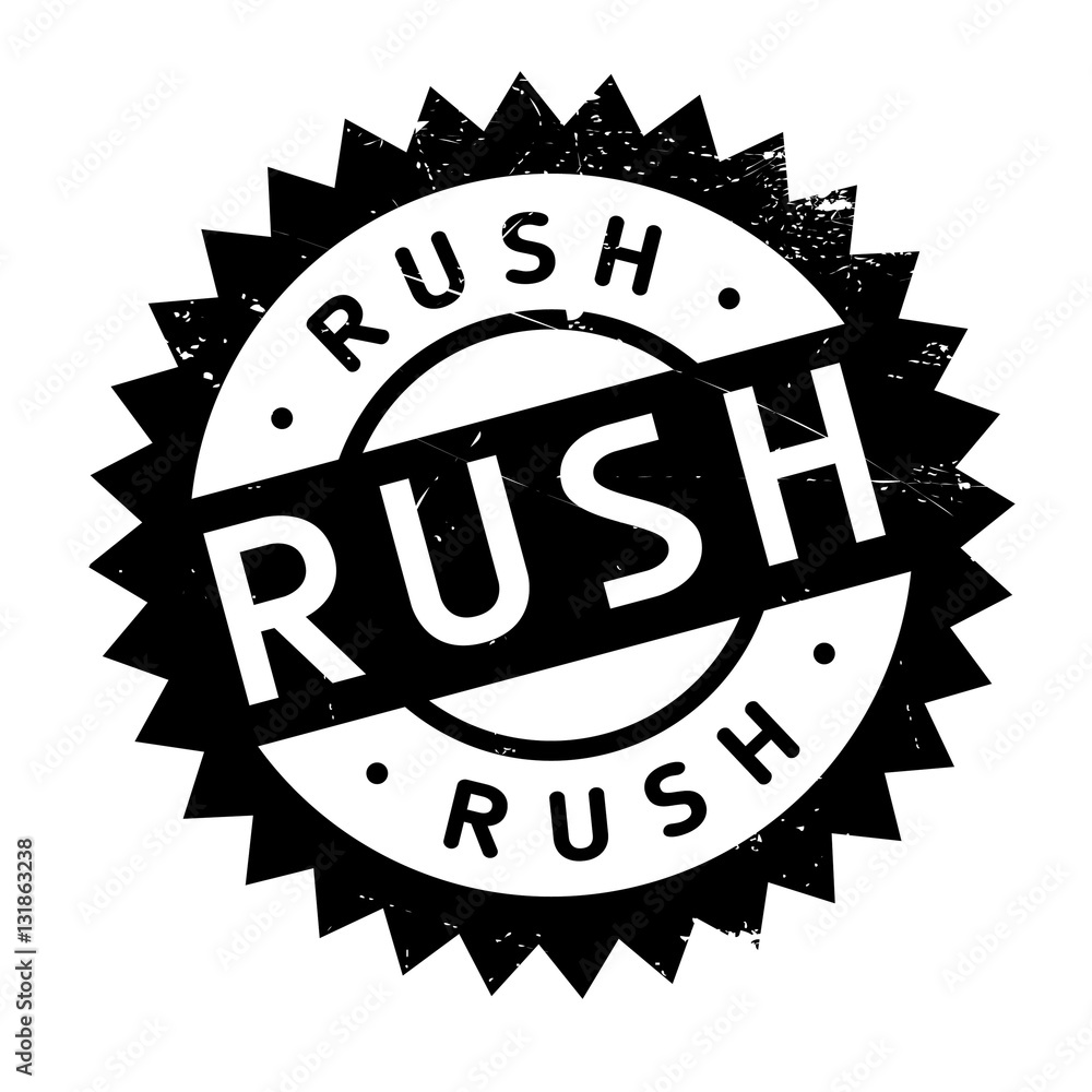 Rush stamp. Grunge design with dust scratches. Effects can be easily ...