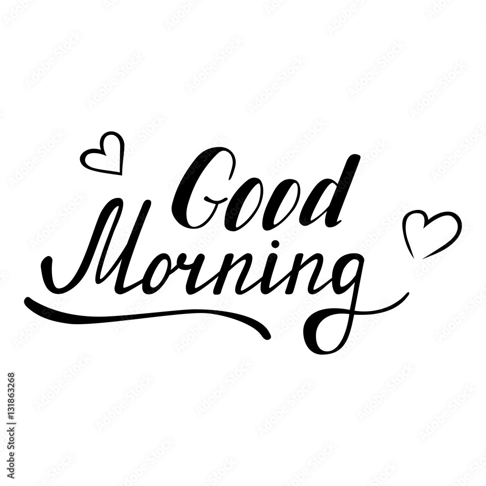 Hand written lettering Good morning made in vector. Hand drawn card ...