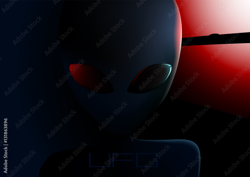 UFO alien visitor next to window at night Stock Vector | Adobe Stock