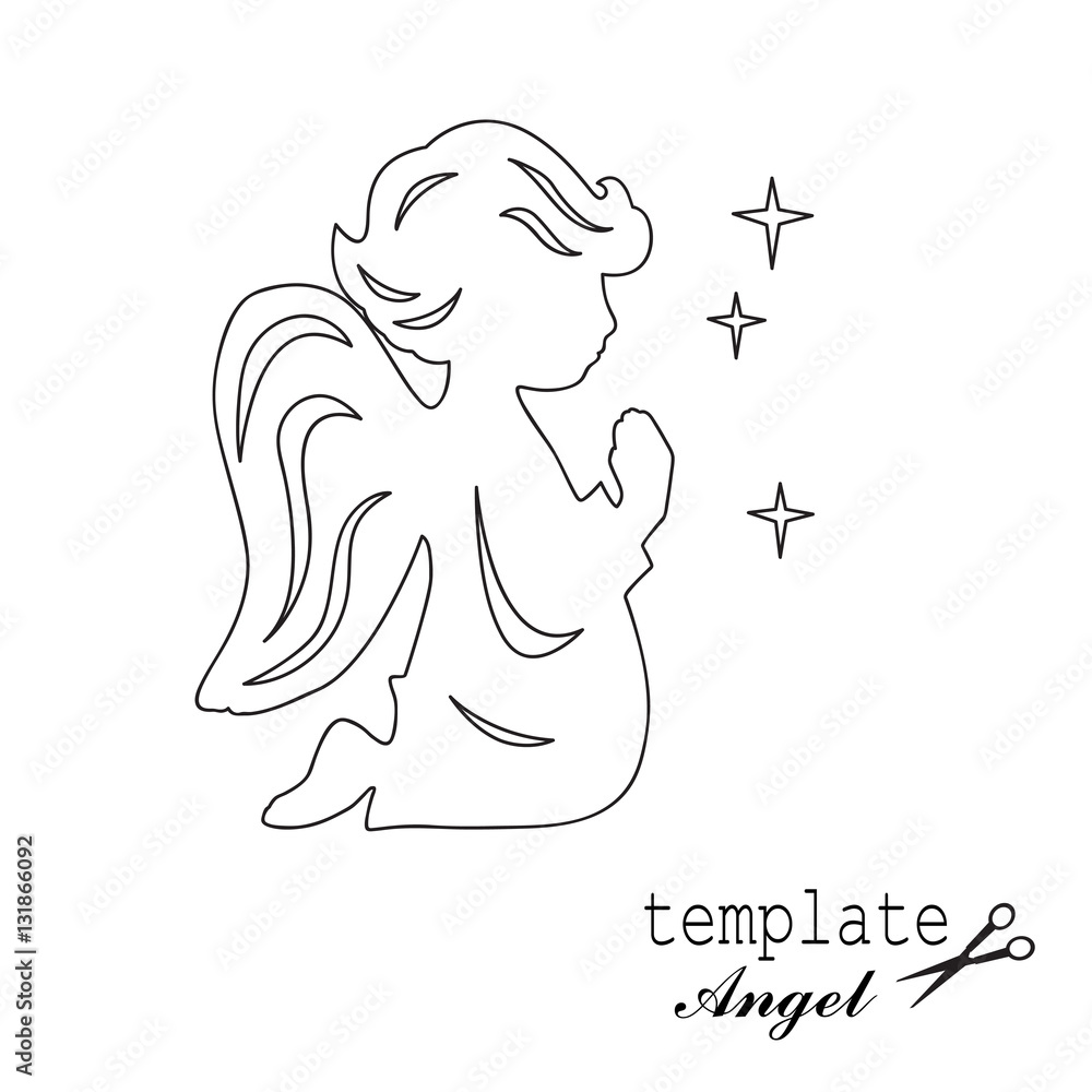 Template angel for cut of laser or engraved. Stencil for paper, plastic ...