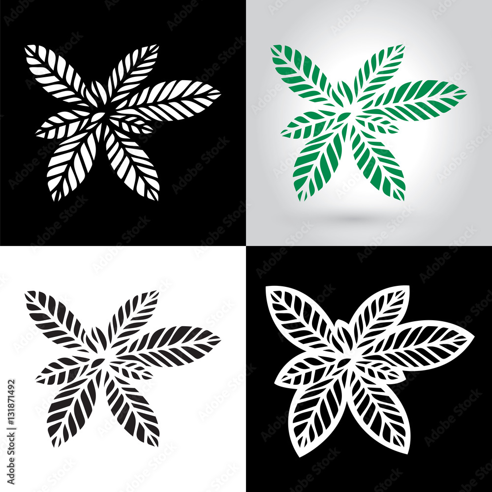 Laser cut leaf card, cutout paper leaves icon template, nature ornament ...