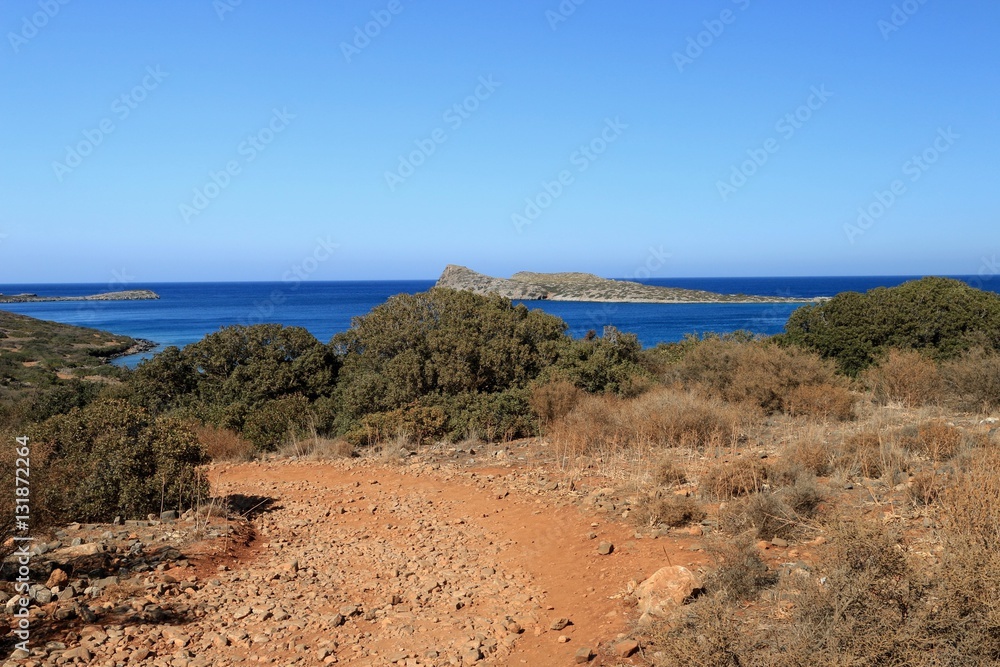 Kolokytha Bay and Island from Spinalonga Peninsula, Greece Stock Photo ...