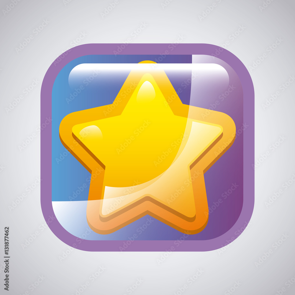 glossy square with yellow star icon over white background. colorful ...