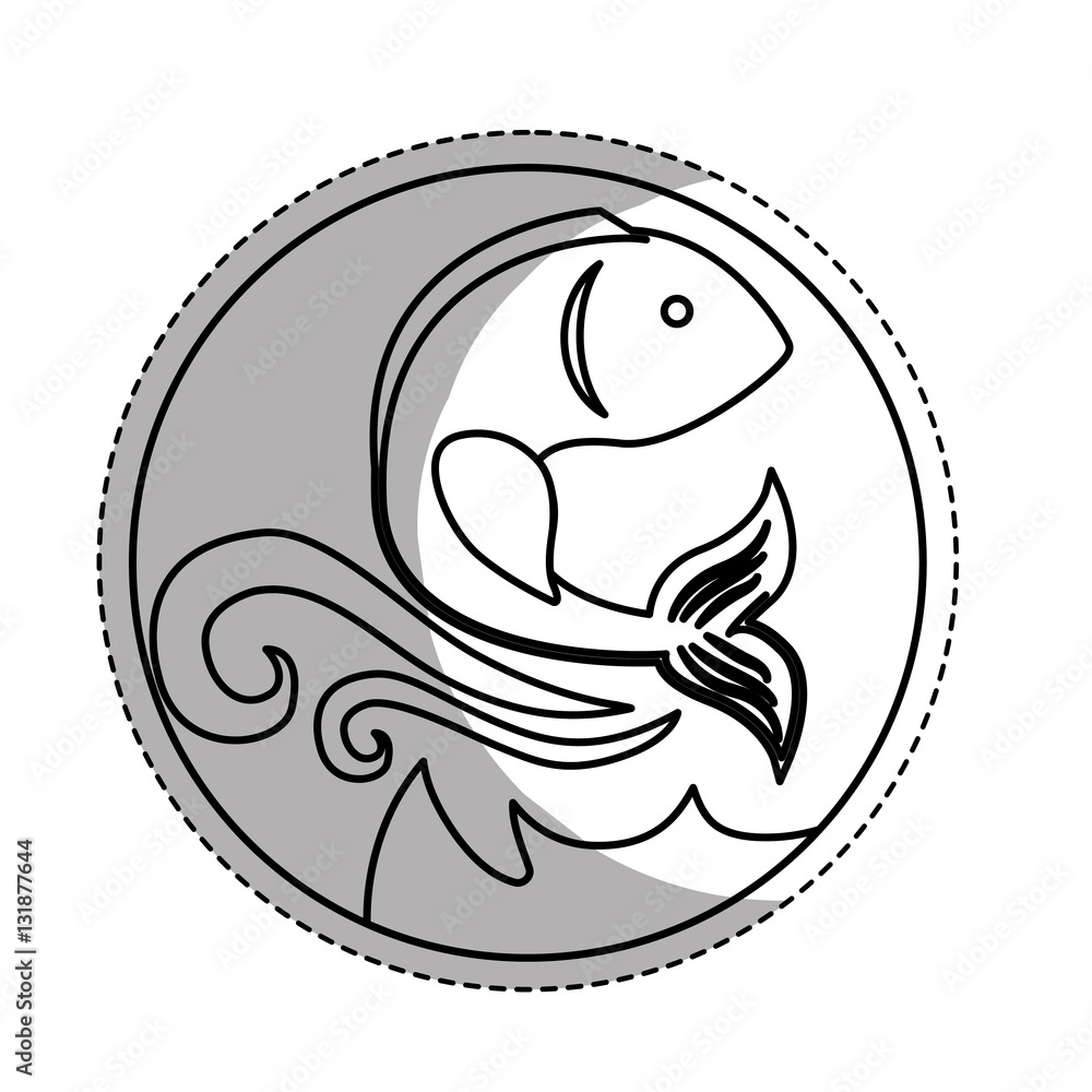 seal stamp with fish icon over white background. vector illustration ...