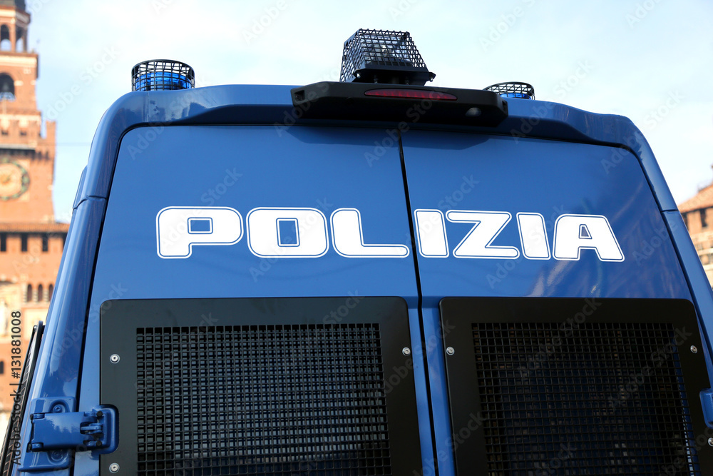armored police van in front of the Castello Sforzesco in Milan t Stock ...