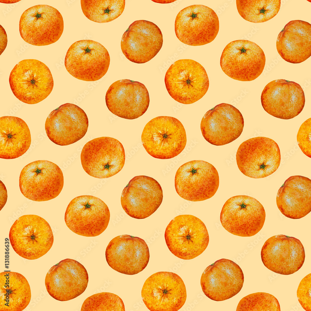 Seamless pattern watercolor orange tangerine, Mandarin background ...