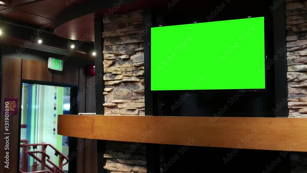 Display tv with green screen inside fast food restaurant vídeo de Stock ...