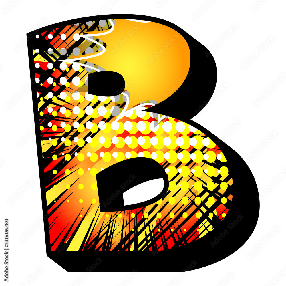 Vettoriale Stock Letter B filled with comic book explosion, background ...