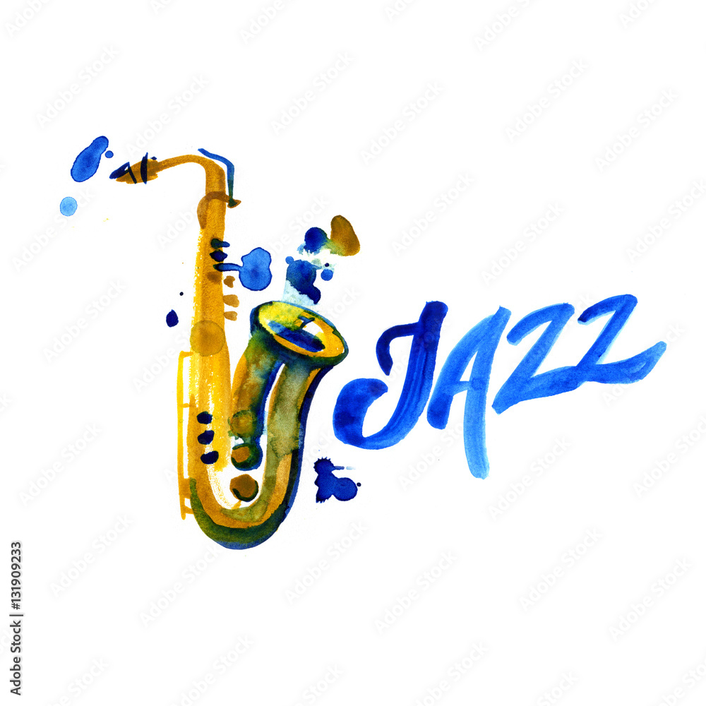 Jazz music, poster background template. Watercolor graphic design ...