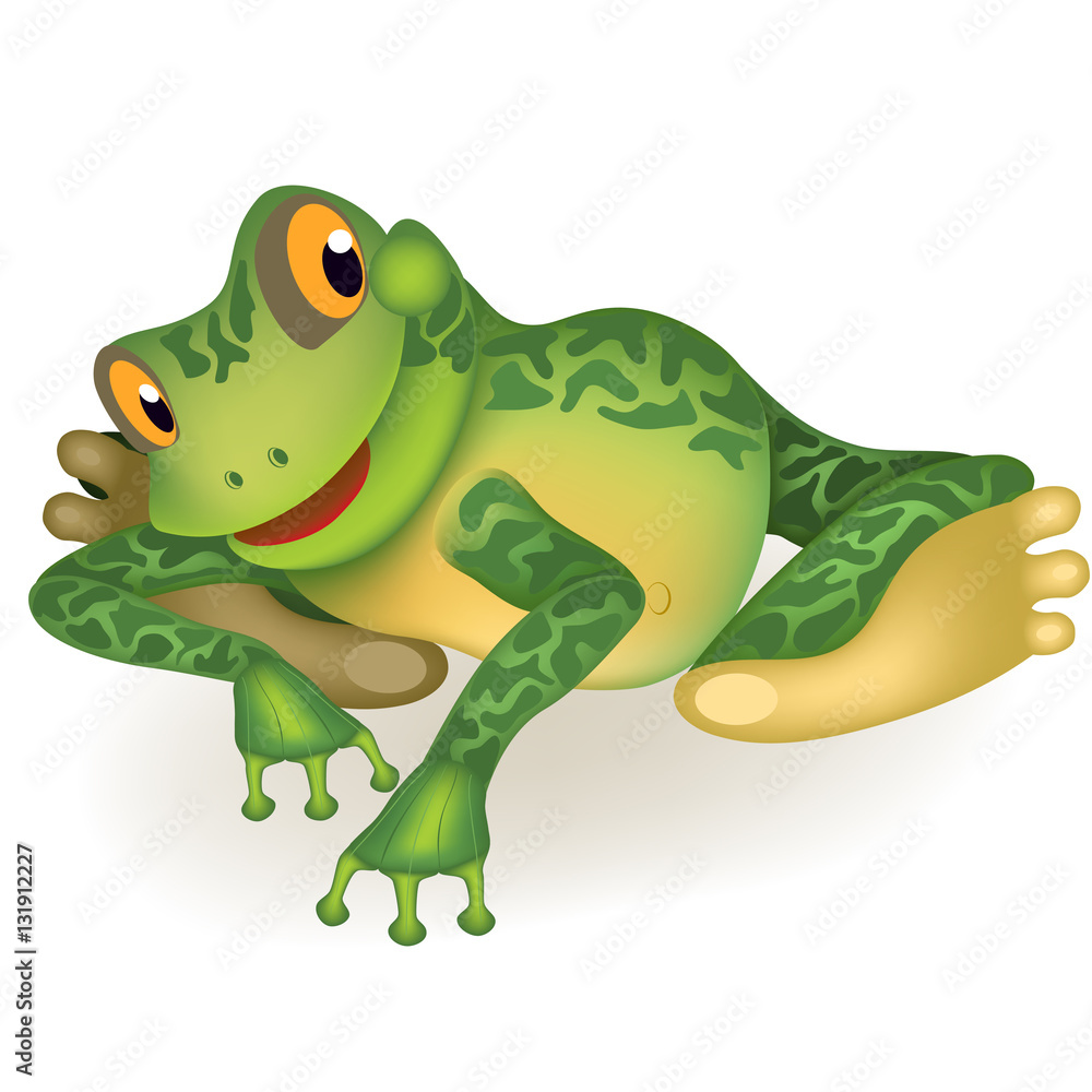 Funny frog. Toad invites you to play. Cute cartoon сharacter isolated ...