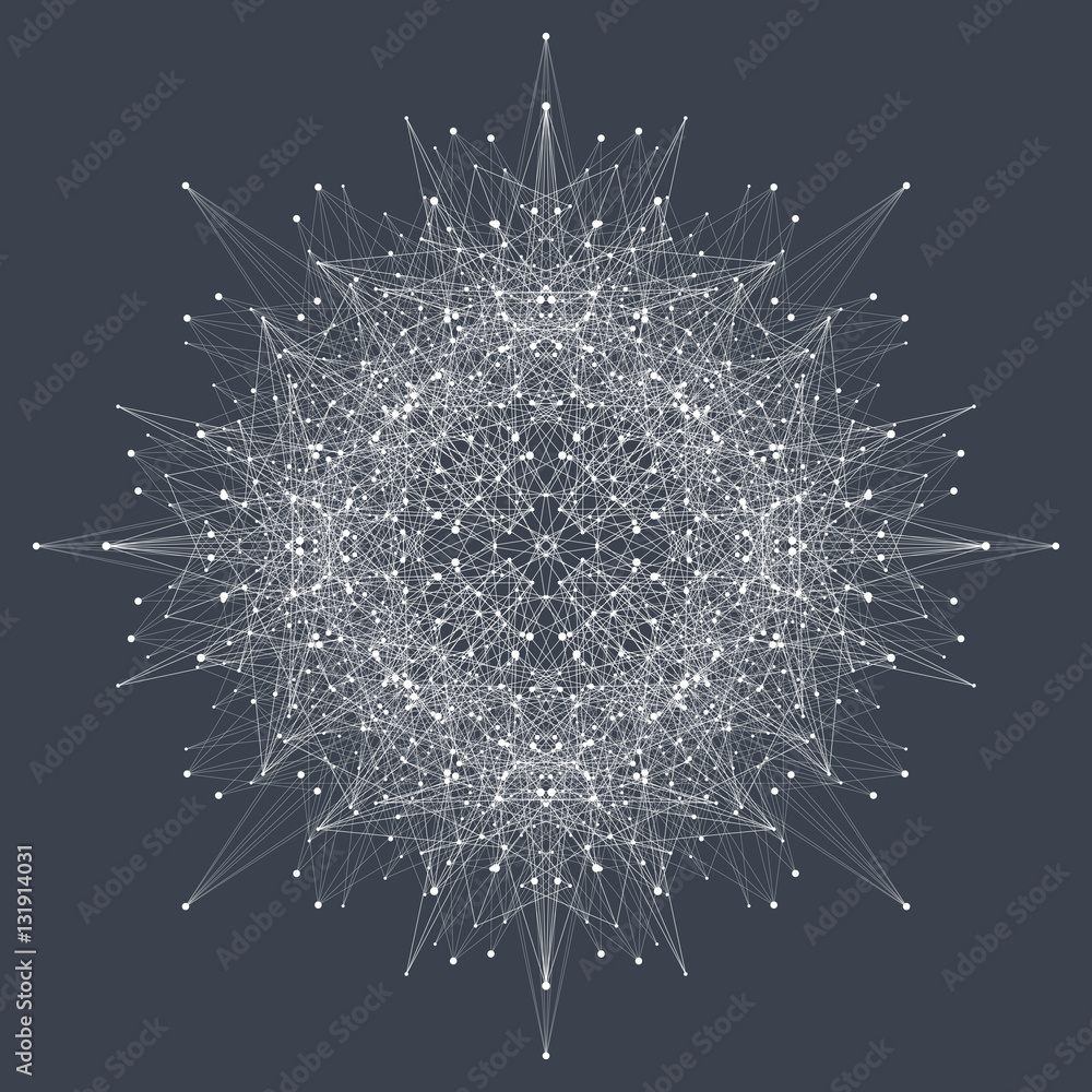 Grafika wektorowa Stock: Fractal element with compounds lines and dots. Big data complex ...