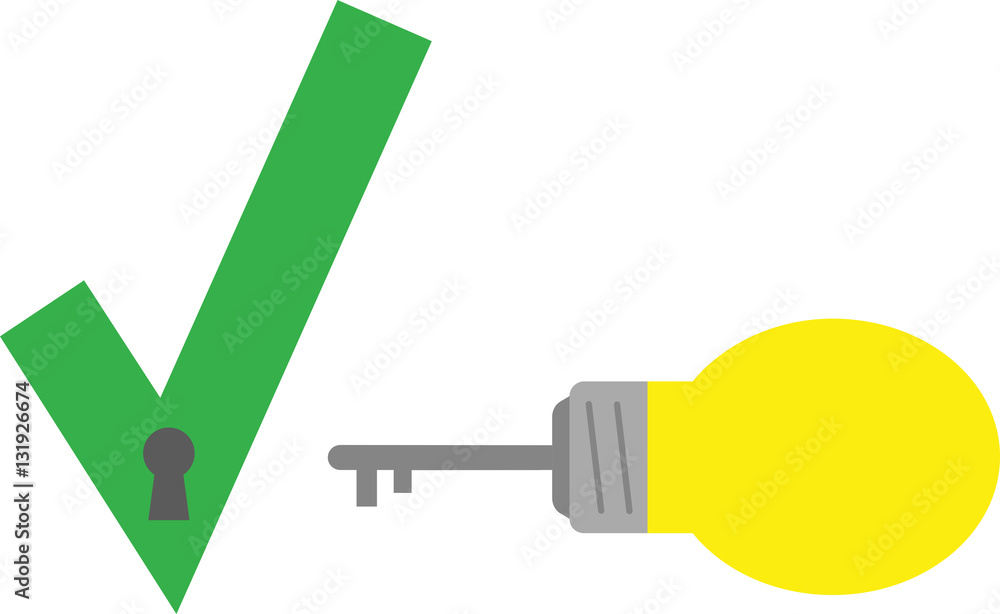 Vector check mark keyhole and light bulb key Stock Vector | Adobe Stock