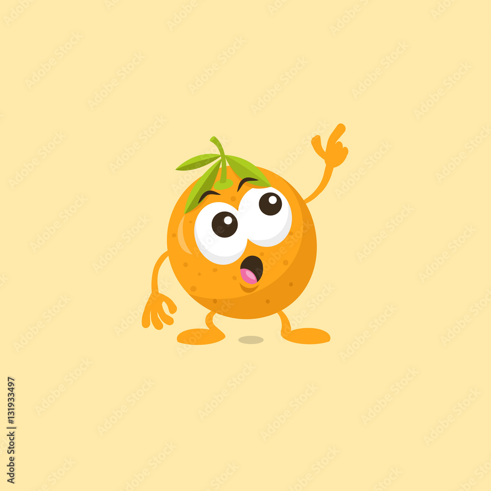 Illustration of cute orange staring mascot isolated on light orange ...