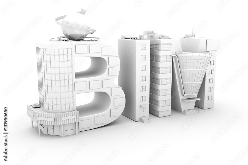 BIM in the shopping center over white background 3D illustration Stock ...