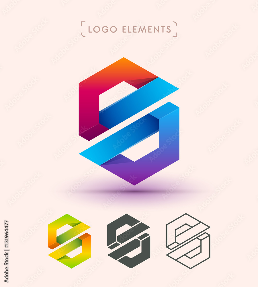 Vector logo design elements. Origami paper style Stock Vector | Adobe Stock