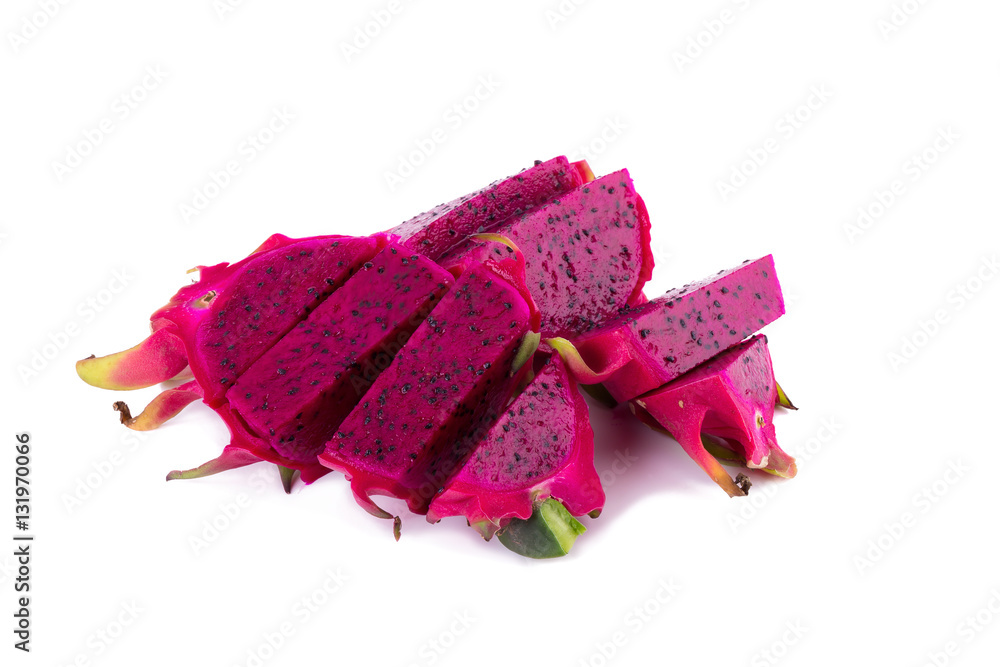 Sliced red dragon fruit isolated on white background. Stock Photo ...