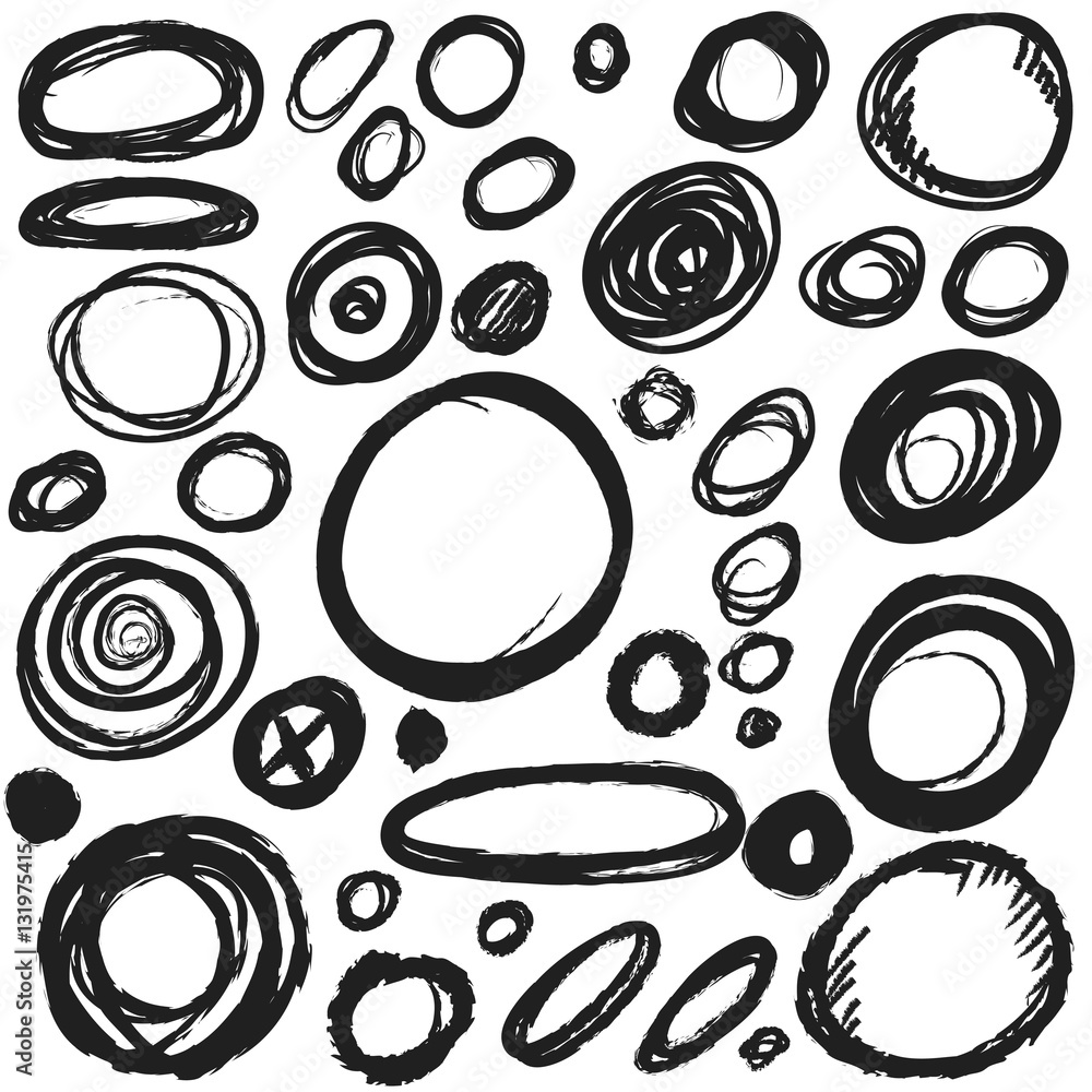 set hand drawn shapes circle Stock Illustration | Adobe Stock