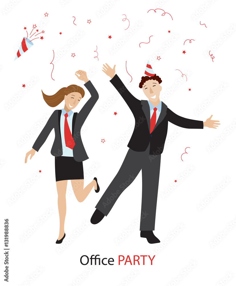 Office party vector illustration line style Stock Vector | Adobe Stock