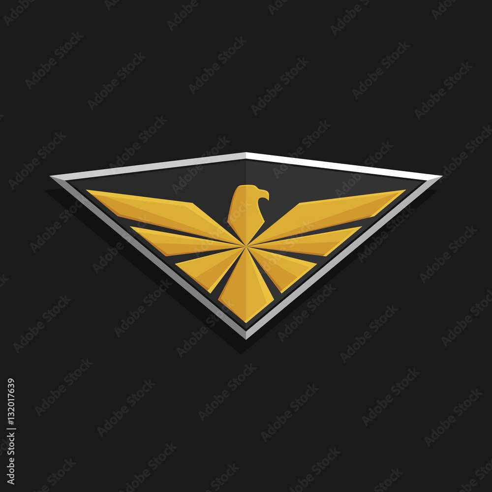 Eagle Logo Icon Design. Stylized eagle spreads its wings on a shield ...