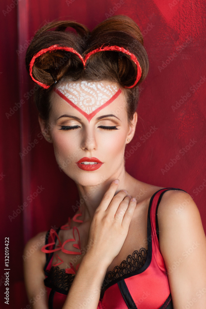 Beautiful Sexy Woman Fondle Herself Closeup Portrait Of Attractive Lady In Lingerie Sensitively