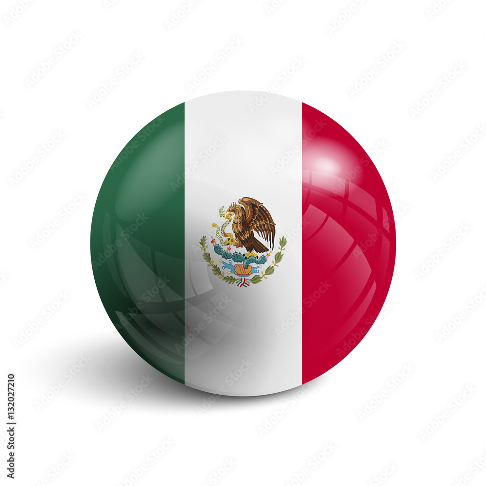 Realistic ball with flag of Mexico. Sphere with a reflection of the ...