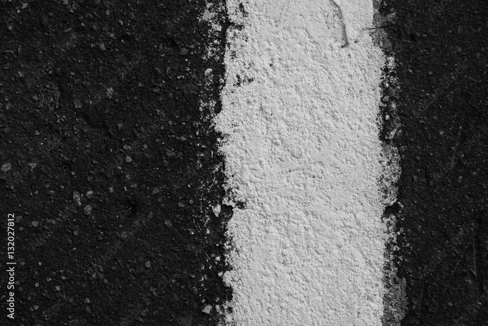 Asphalt with white separation line. White line on the black road ...